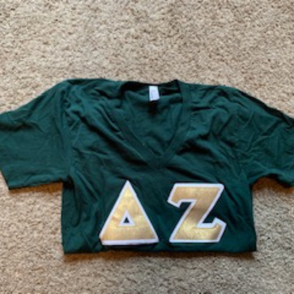 American Apparel | Tops | Forest Green And Gold Lettered Dz Tee | Poshmark